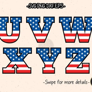 USA American Patriotic Independence Day Memorial Day Alphabet Number ...