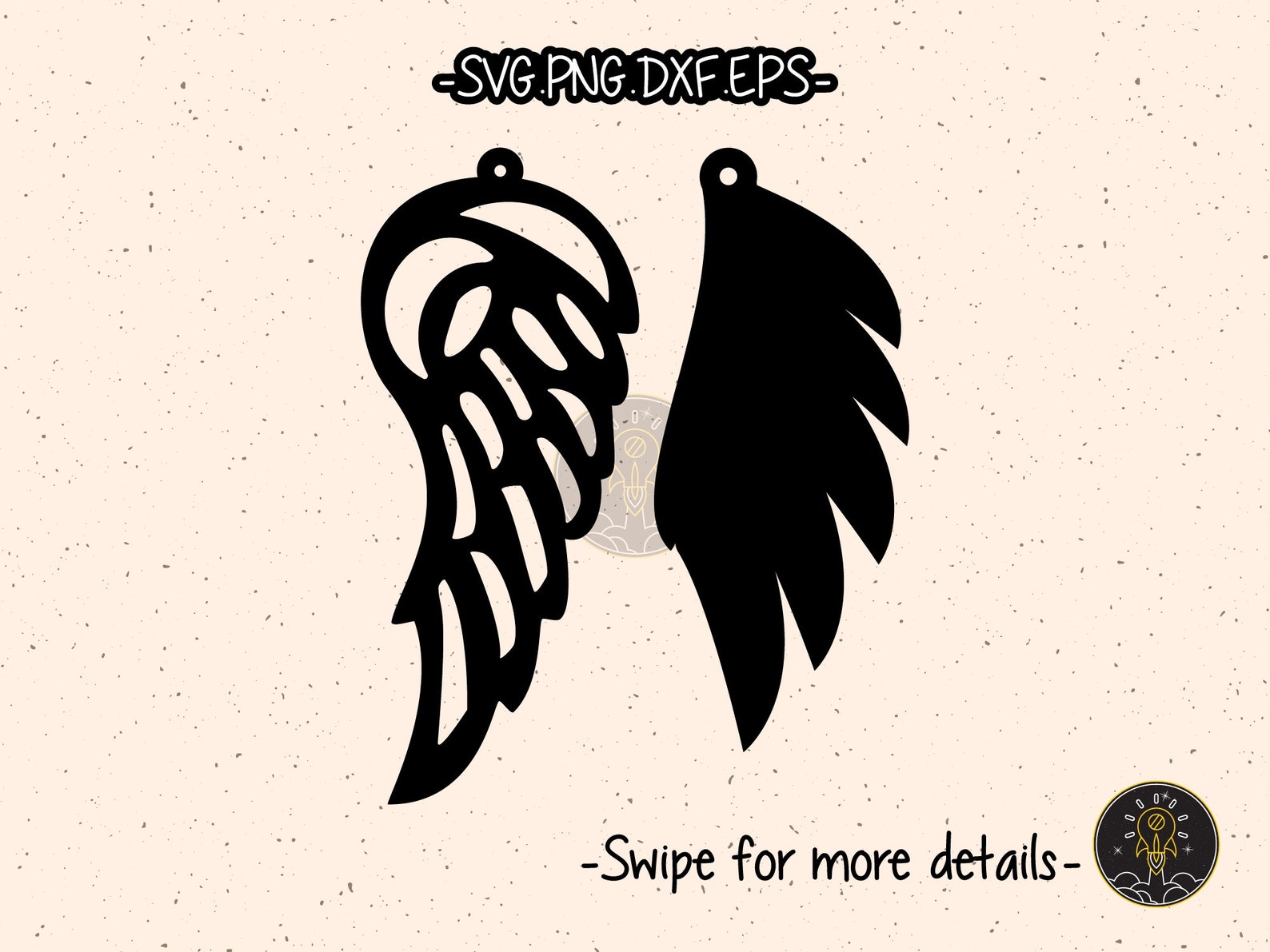 Angel Wing Earring Template SVG Laser Cut File Vector Cricut - Etsy