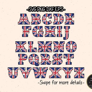 United Kingdom Union Jack Flag Number Letter Font Alphabet SVG Cricut ...