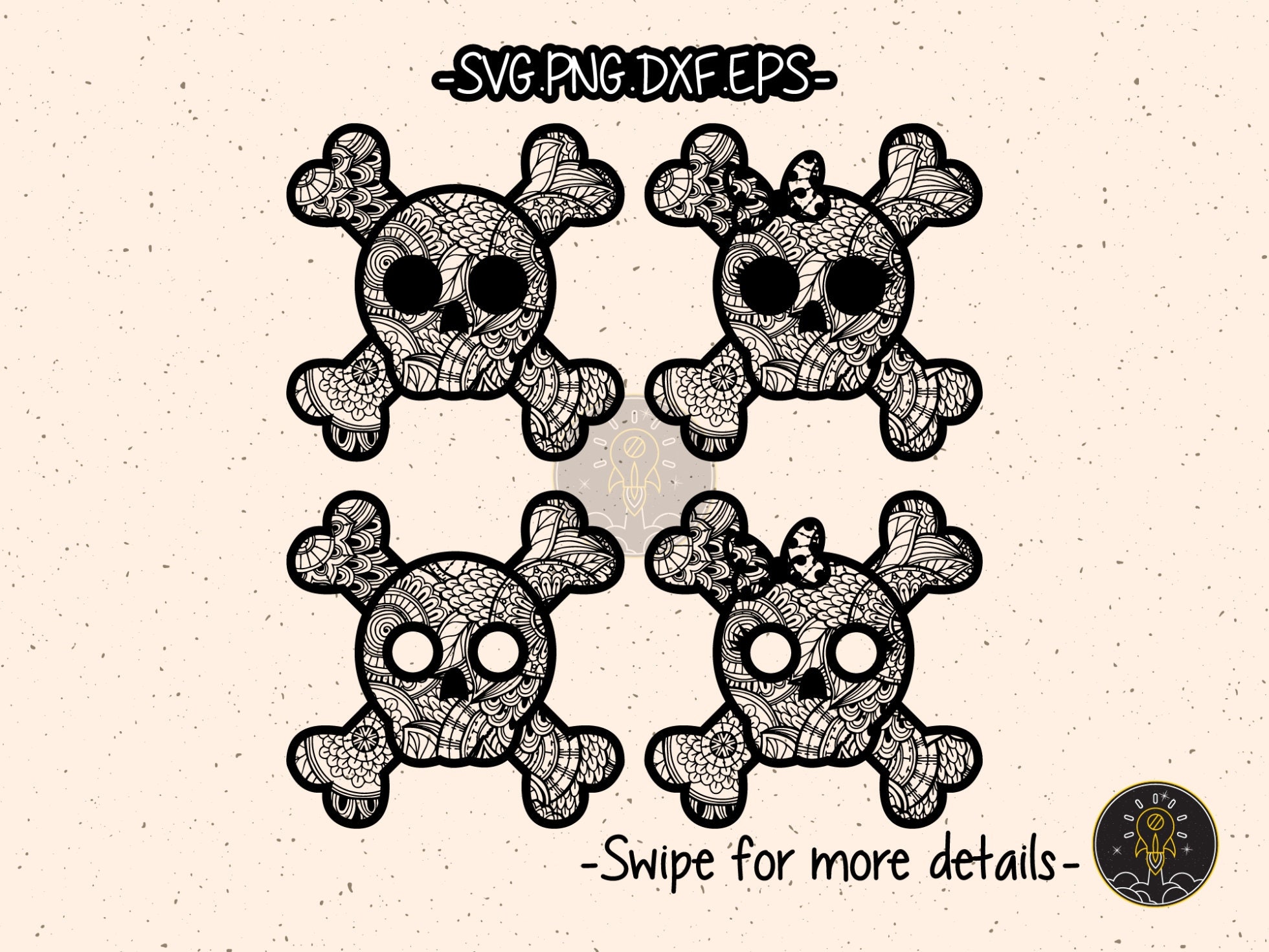 Skeleton Skull Halloween Calavera Day of the Dead Zentangle - Etsy