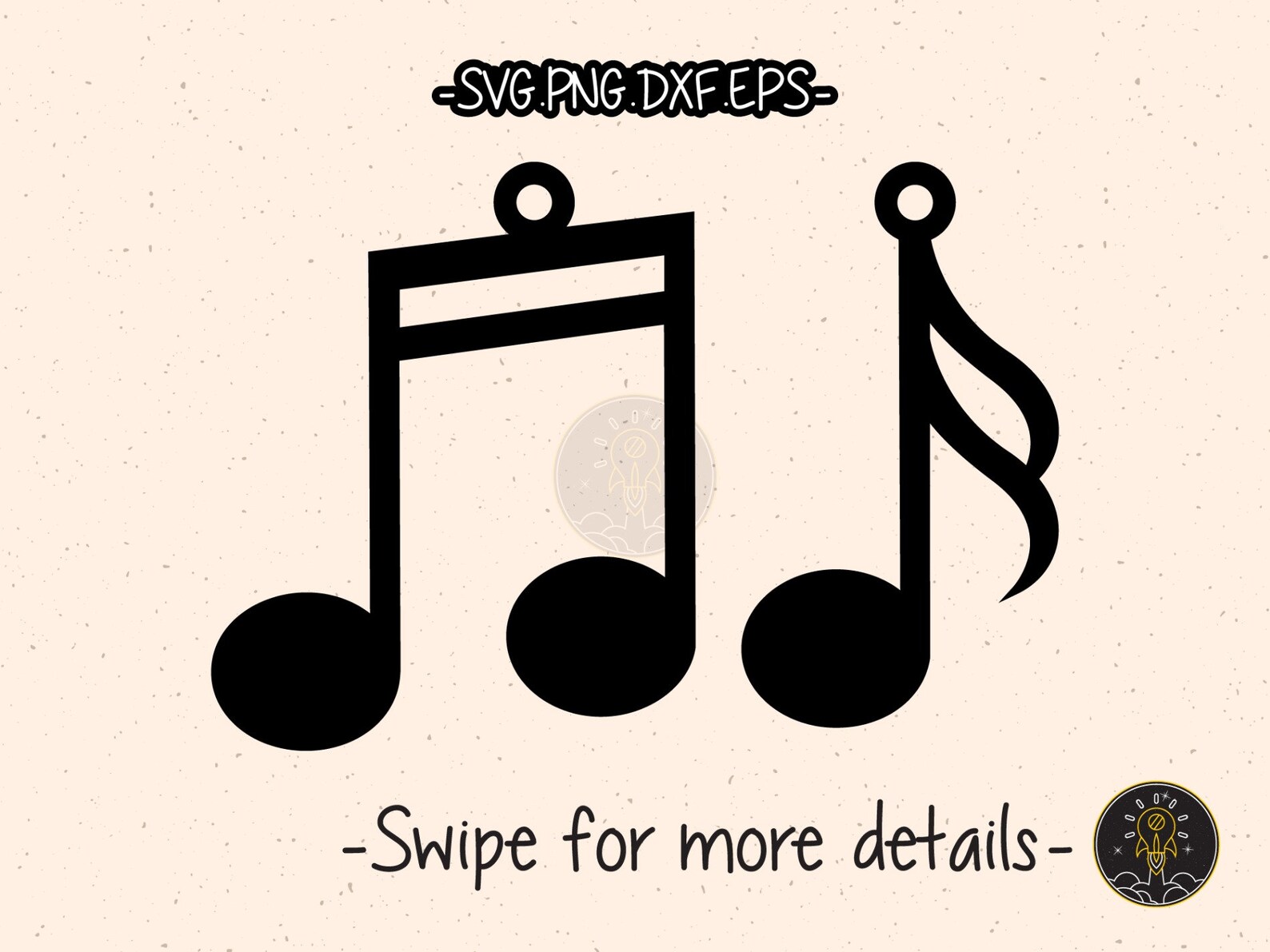 Musical Music Notes Earring Template SVG Laser Cut File - Etsy