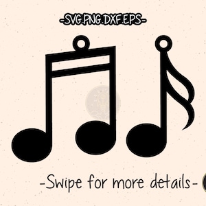 Musical Music Notes Earring Template SVG Laser Cut File - Etsy