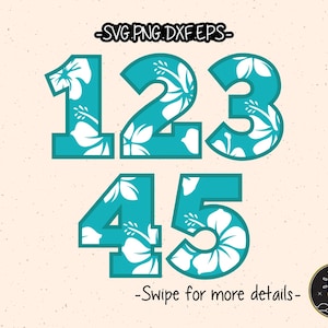 Hawaii Hawaiian Hibiscus Number Letter Font Alphabet SVG Cricut Cut ...