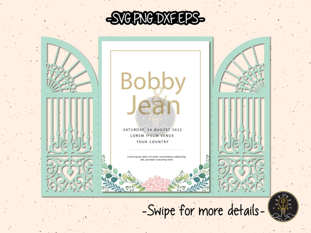 Lace Gate Fold Wedding Invitation Template SVG Laser Cut File - Etsy