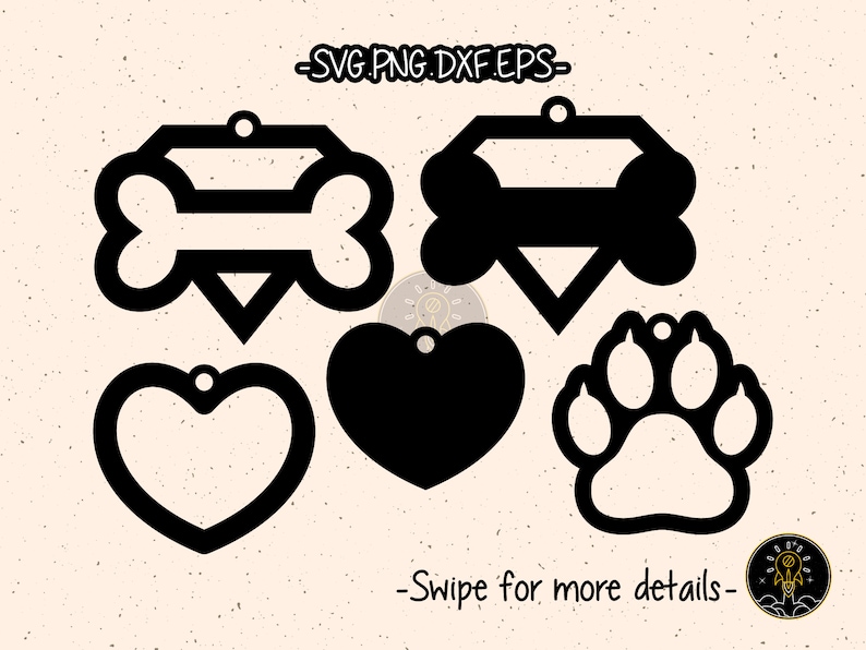 Pet Tag Template SVG: Laser Cut Dog & Cat Collar Designs (digital ...