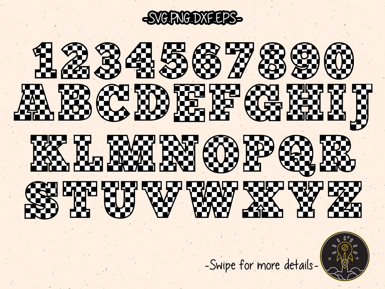 Racing Checkered Number Font Alphabet Svg Silhouette Cameo | Etsy