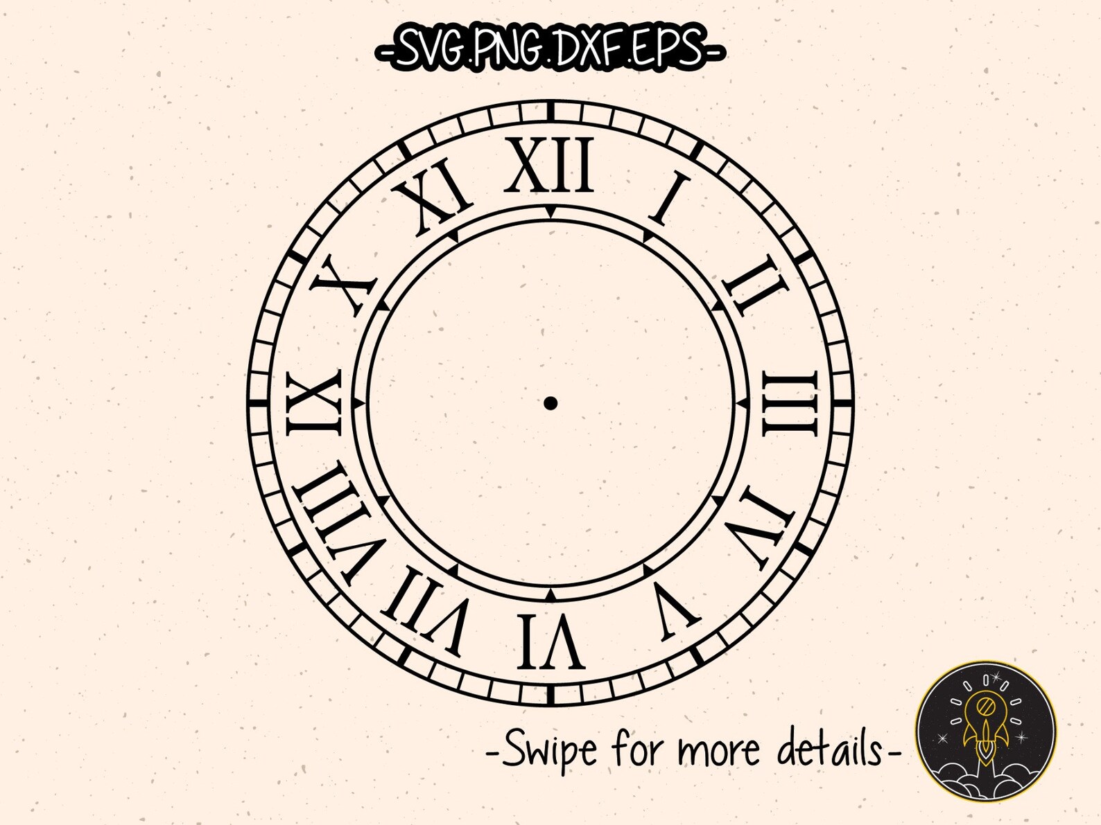 Roman Numeral Vintage Clock Face Template SVG Cricut Cut File Stencil ...