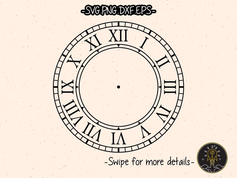 Roman Numeral Vintage Clock Face Template SVG Cricut Cut File - Etsy