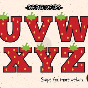 Strawberry Fruit Number Letter Font Alphabet SVG Cut File Cricut ...