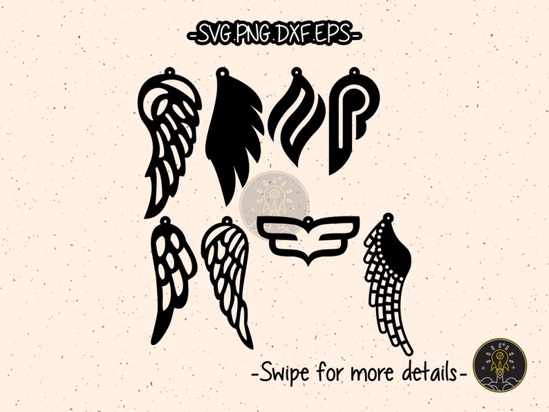 Angel Wing Earring Template SVG Laser Cut File Wood Leather - Etsy