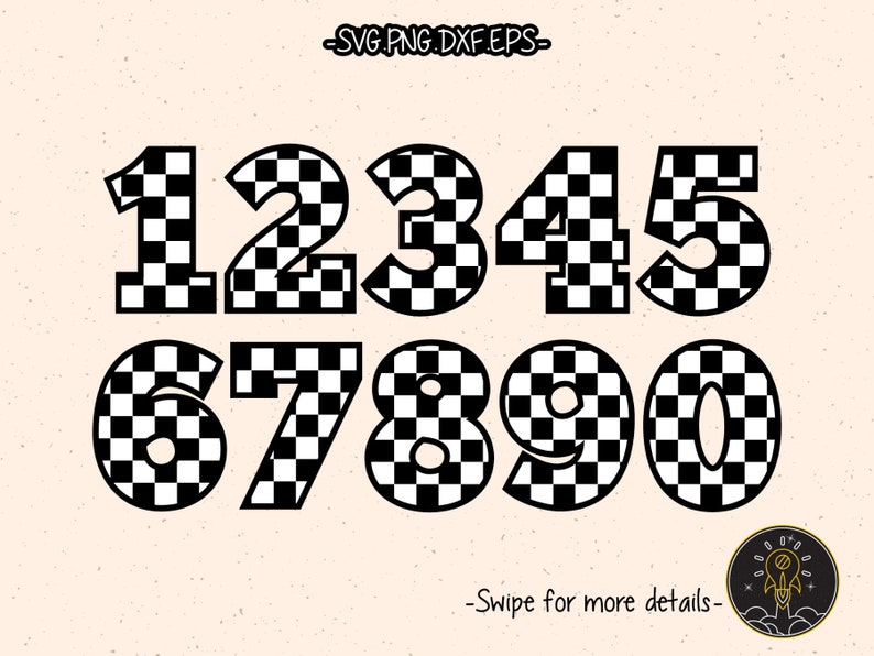 Racing Checkered Number Font Alphabet Svg Silhouette Cameo | Etsy