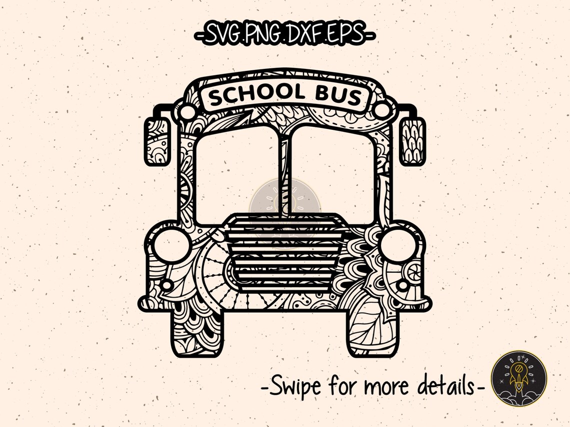 School Bus Zentangle Mandala SVG Cut File Cricut Clipart - Etsy