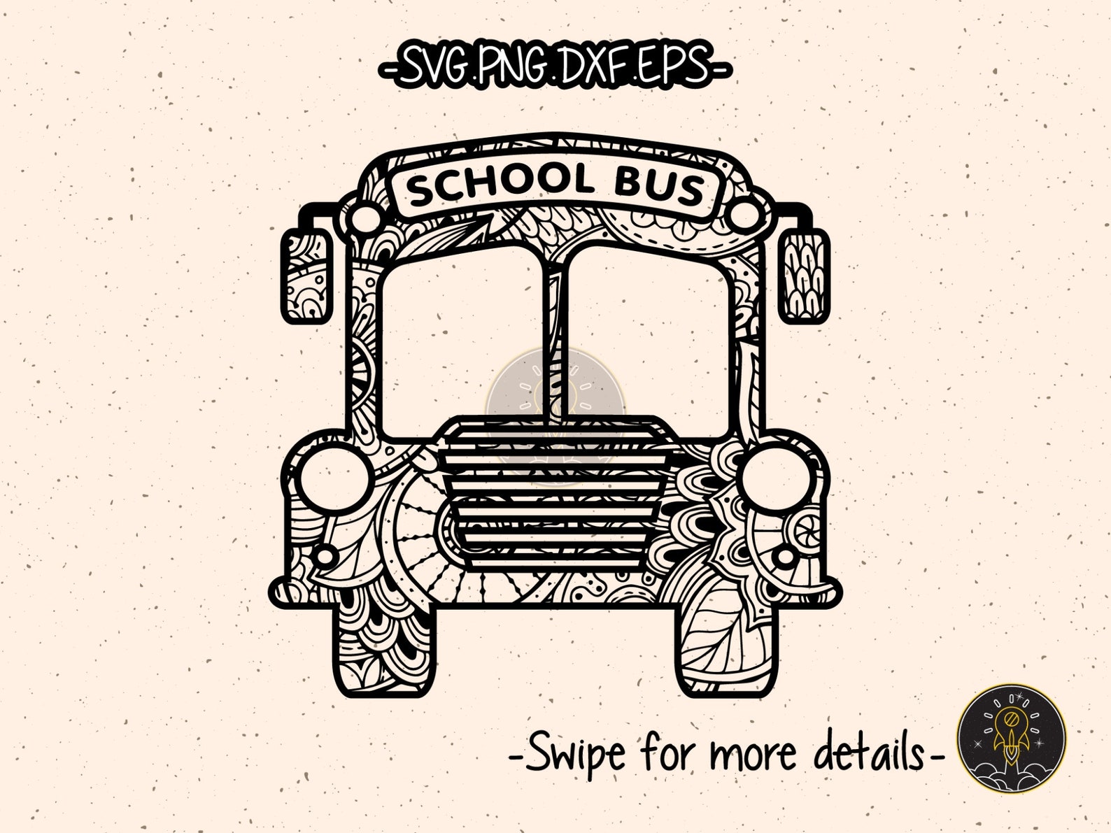 School Bus Zentangle Mandala SVG Cut File Cricut Clipart - Etsy