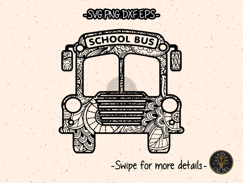 School Bus Zentangle Mandala SVG Cut File Cricut Clipart - Etsy