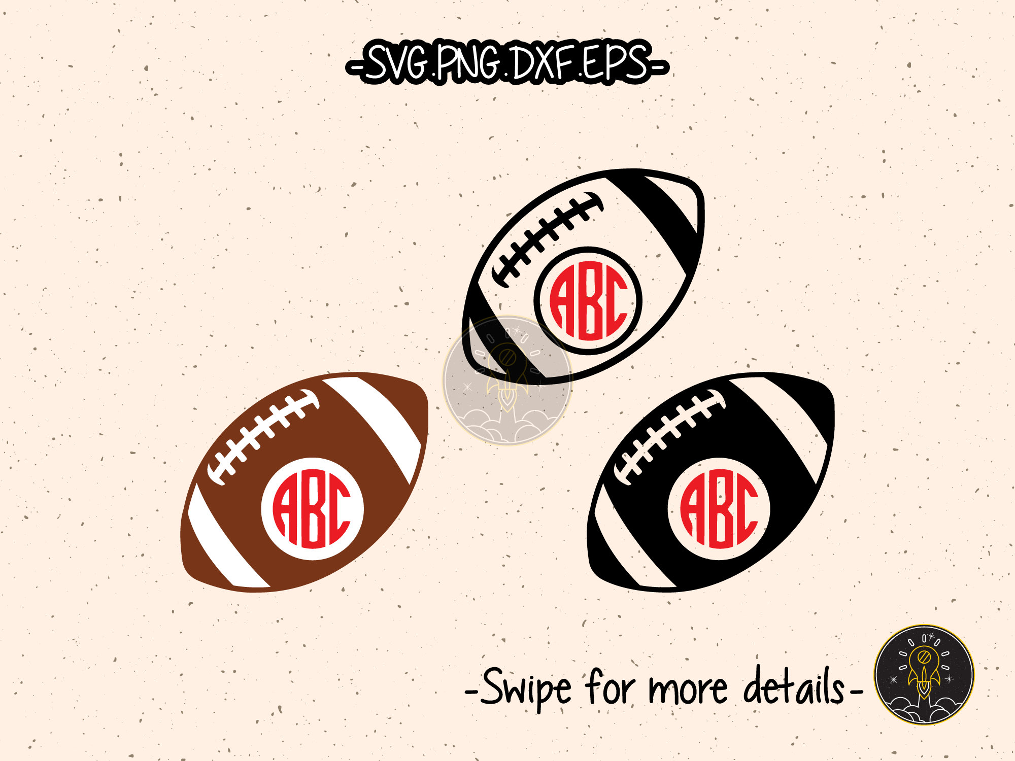 American Football Split Monogram Frame SVG Cut File Cricut Clipart - Etsy