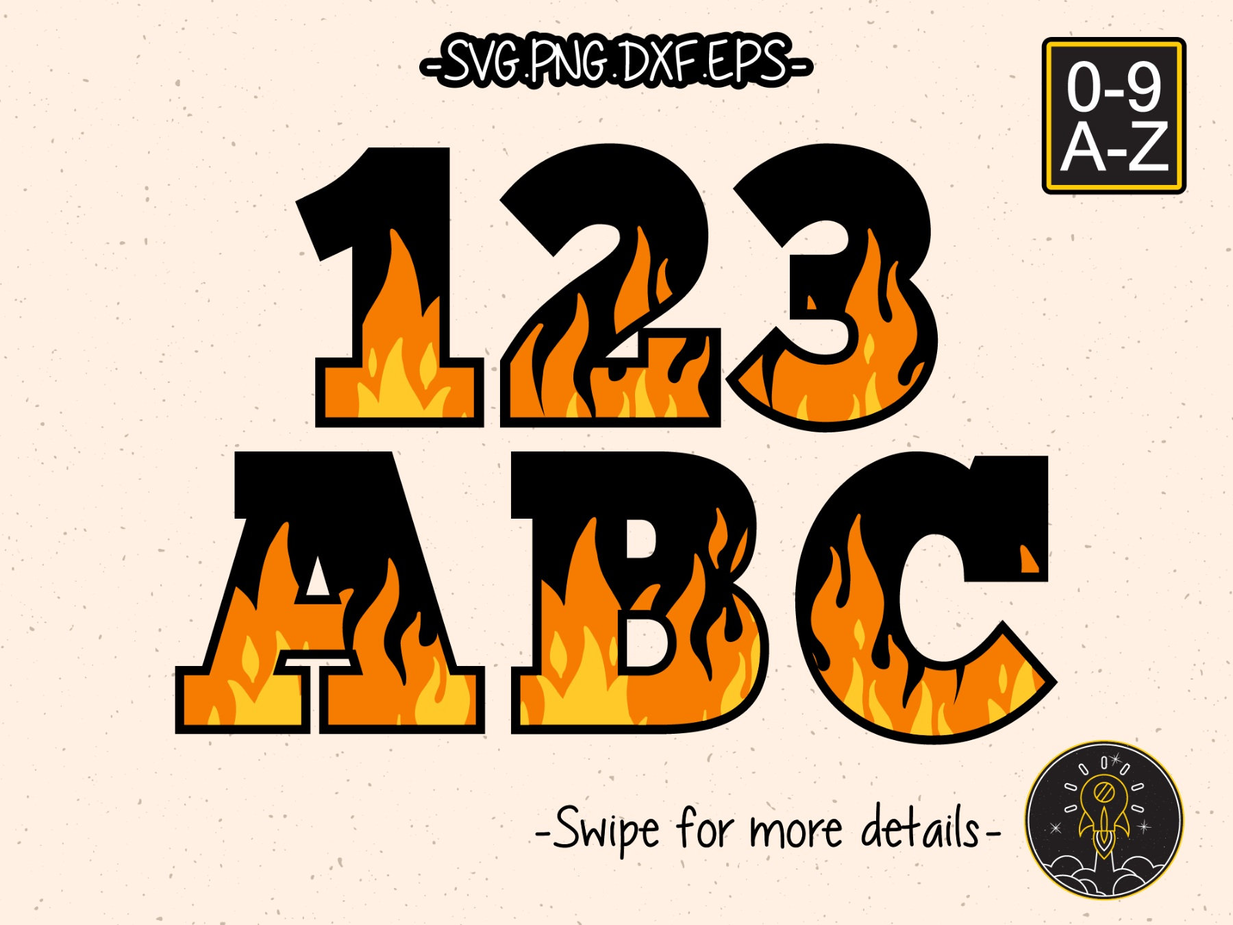 Flame Font Numbers