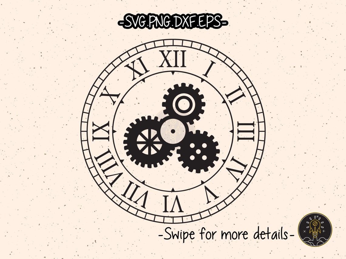 Roman Numeral Vintage Wall Clock Face Template SVG Cut File - Etsy