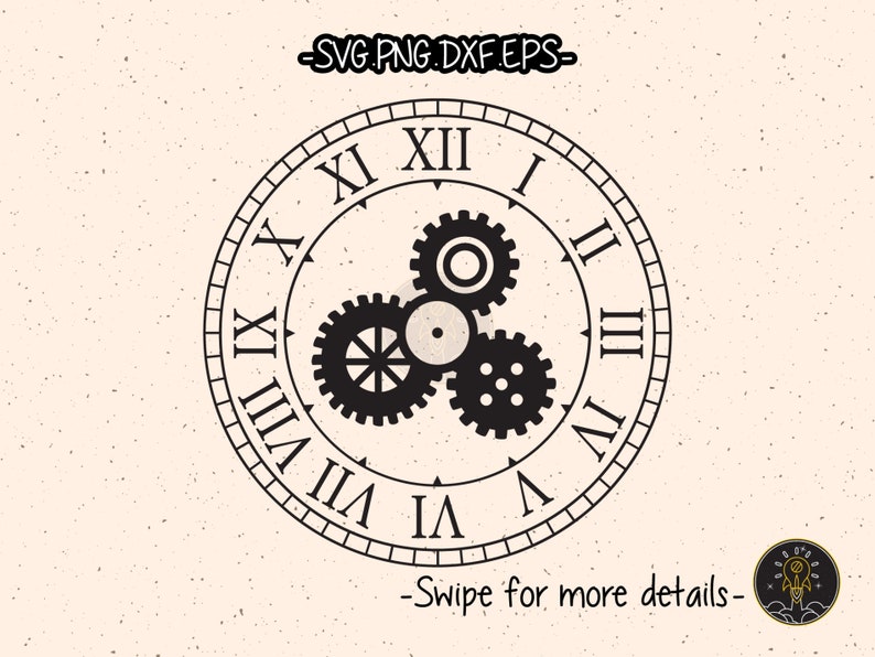 Roman Numeral Vintage Wall Clock Face Template SVG Cut File - Etsy UK