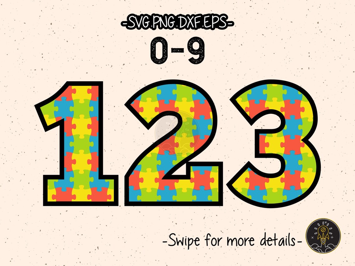 Jigsaw Puzzle Piece Autism Awareness Numbers SVG Cut File | Etsy