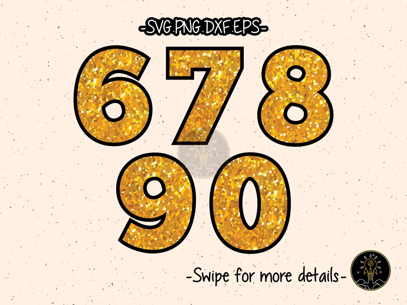 Gold Foil Golden Glitter Birthday Wedding Numbers SVG Cut File - Etsy