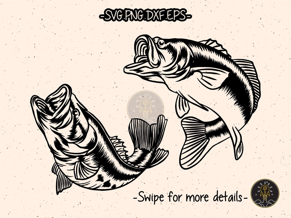 Jumping Bass Fish Fishing SVG Cut File Cricut Clipart - Etsy