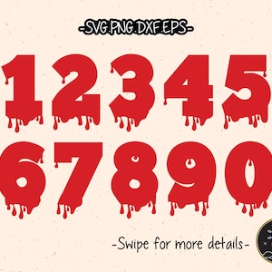 Bloody Blood Dripping Halloween Numbers Letter Font Alphabet SVG Cricut ...