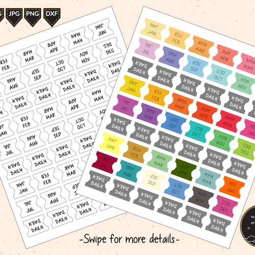 Monthly Tabs Printable Planner Stickers Bullet Journal - Etsy
