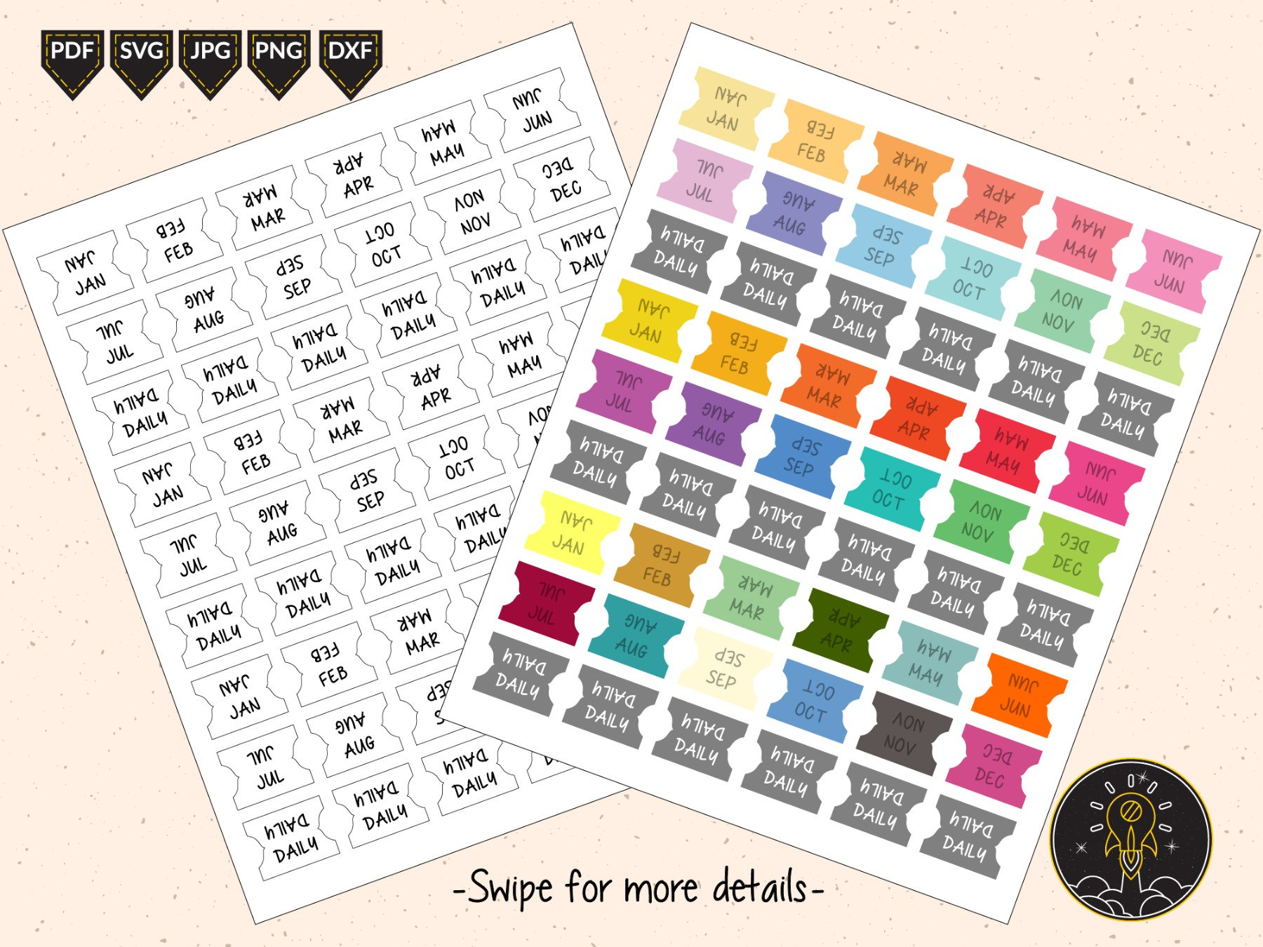 Printable Monthly Divider Planner Tab for Daily Bullet - Etsy