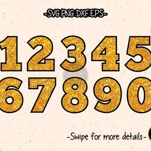 Gold Foil Golden Glitter Birthday Wedding Numbers SVG Cut File Vector ...