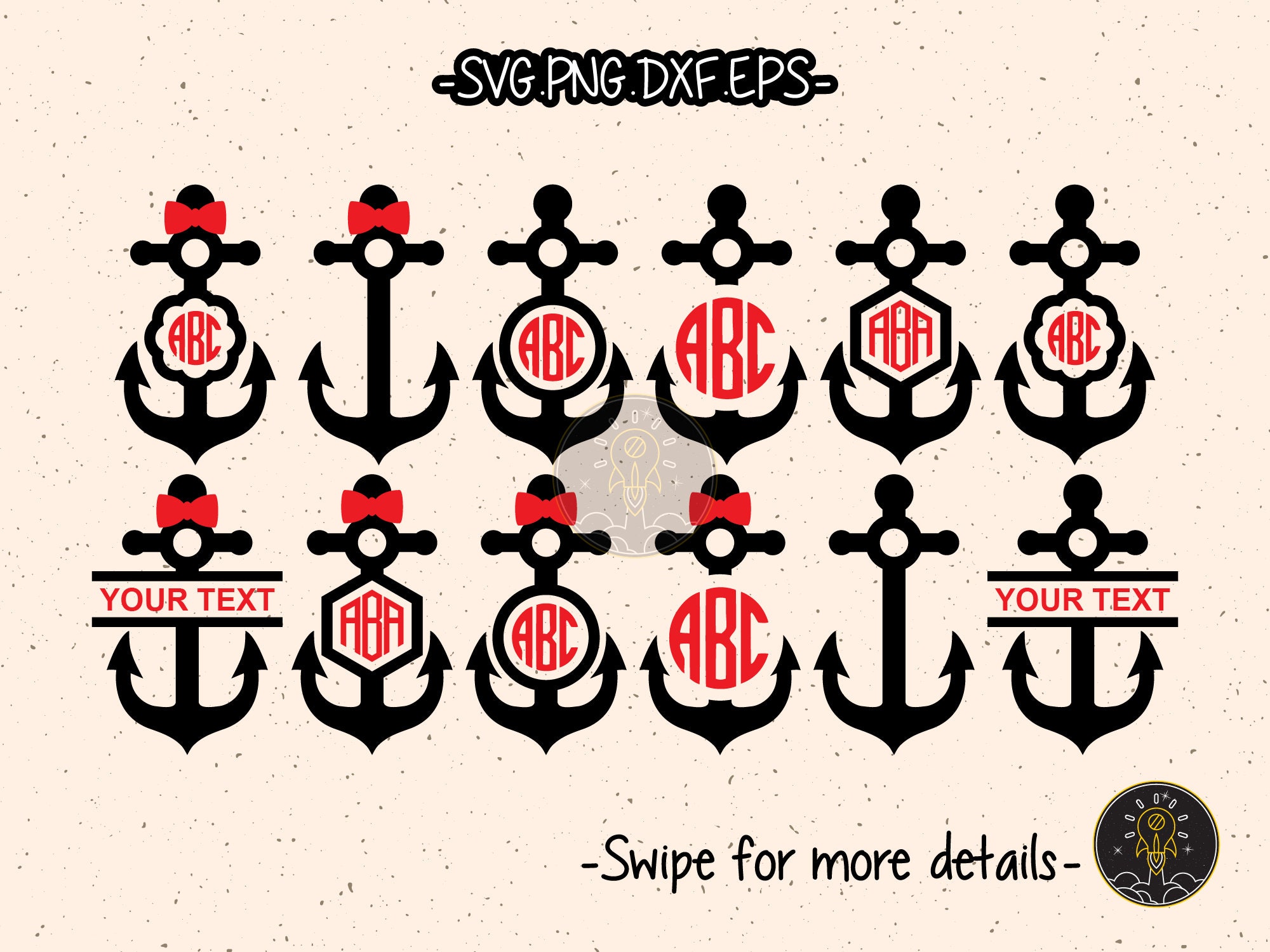 Anchor Marine Split Monogram Frame SVG Cut File Vector Cricut - Etsy