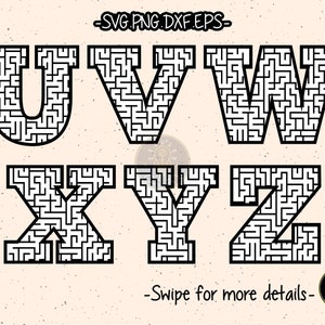 Maze Labyrinth Letter Font Alphabet Number SVG Cut File Cricut Clipart ...