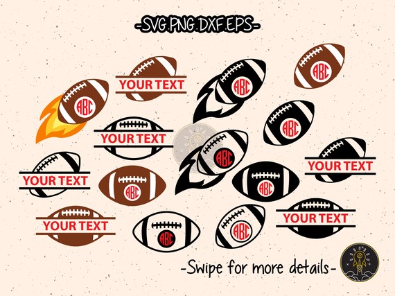 American Football Split Monogram Frame SVG Cut File Vector | Etsy