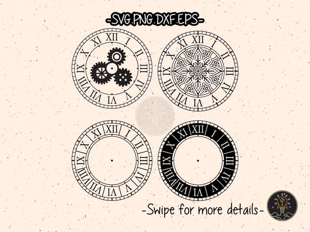 Roman Numeral Vintage Wall Clock Face Template SVG Cut File Cricut ...