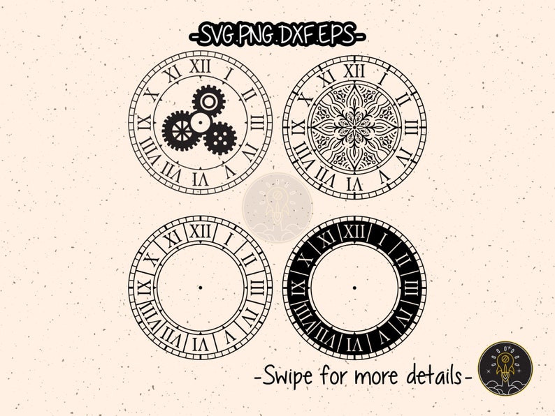 Roman Numeral Vintage Wall Clock Face Template SVG Cut File | Etsy