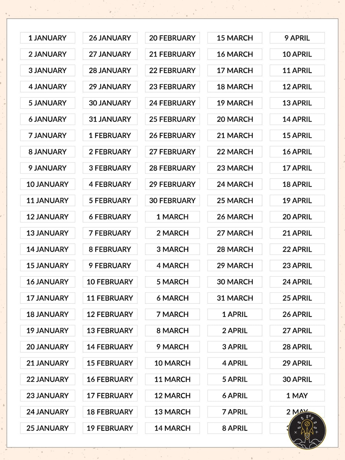 365 Days Printable Planner Stickers Date Stickers for Daily | Etsy