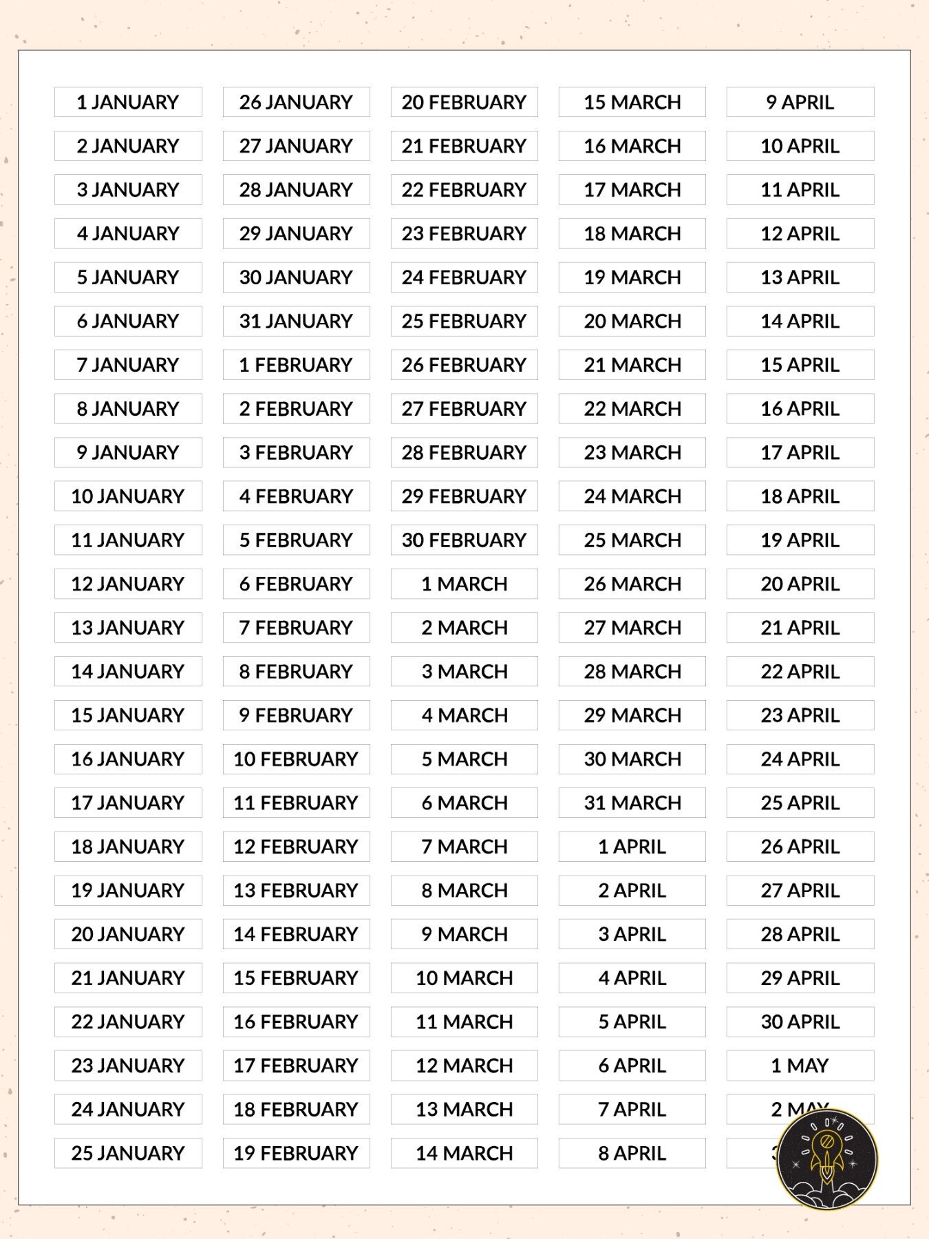 365 Days Printable Planner Stickers Date Stickers for Daily | Etsy