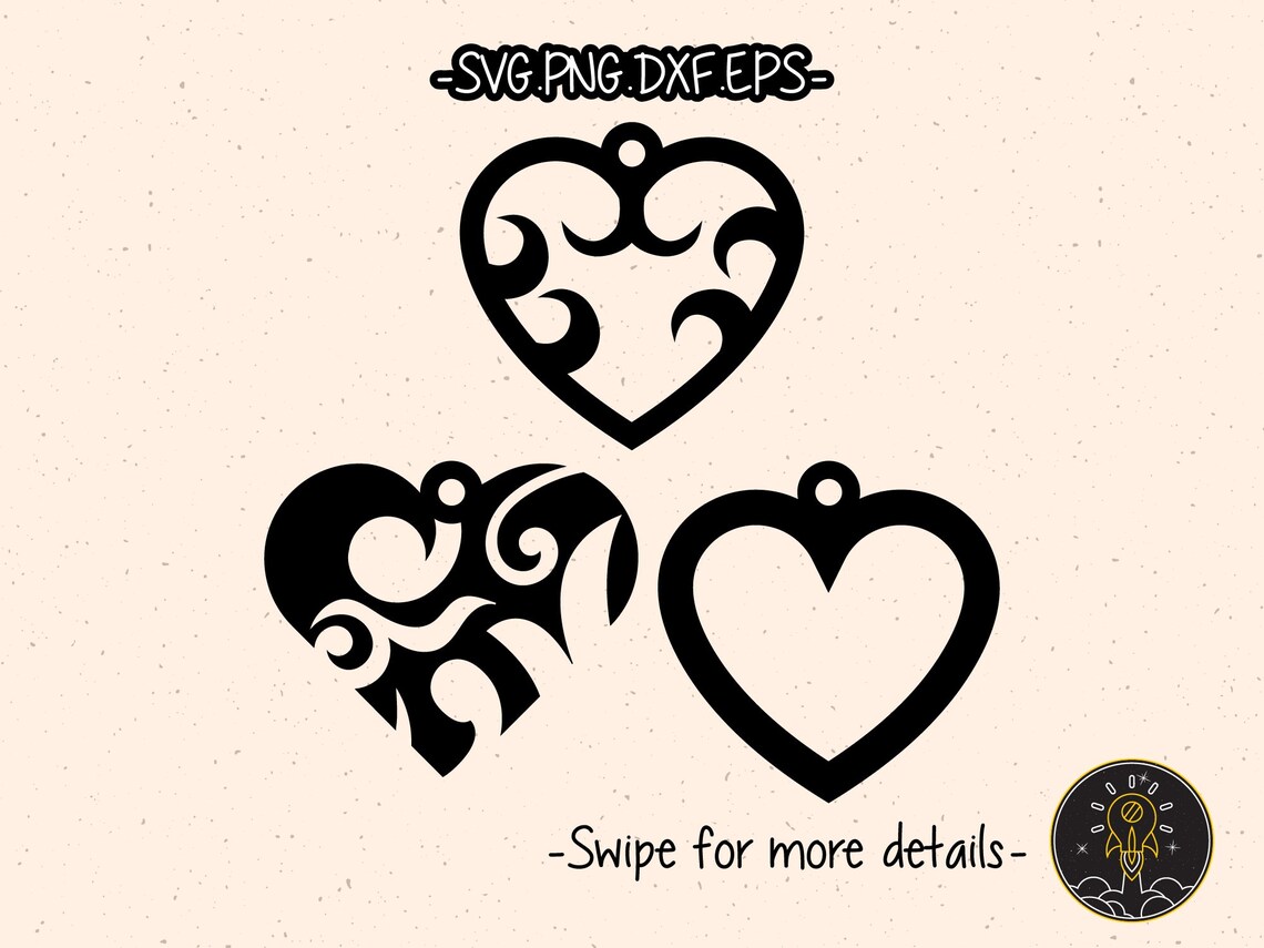 Heart Love Earring Template SVG Laser Cut File | Wood Leather Earring ...