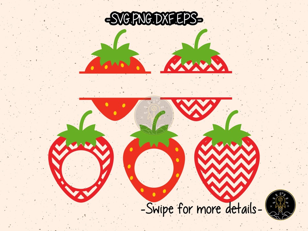 Strawberry Chevron Monogram SVG Cut File Cricut Clipart - Etsy
