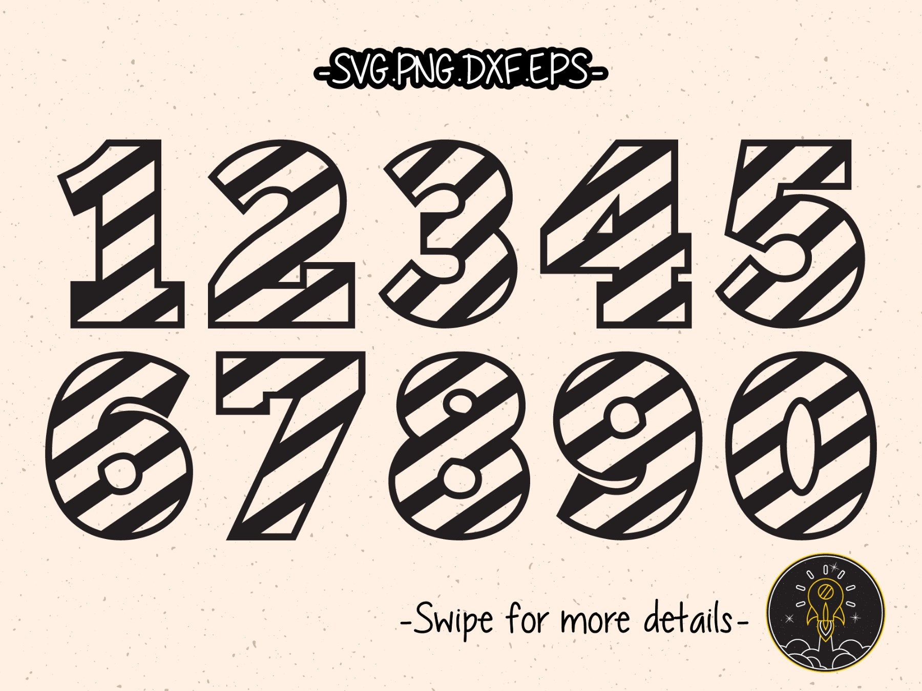 Striped Alphabet Number Letter Font SVG Cricut Cut File - Etsy