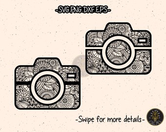 Mandala Zentangle Camera Svg, Photography Svg, Digital Download, Camera ...