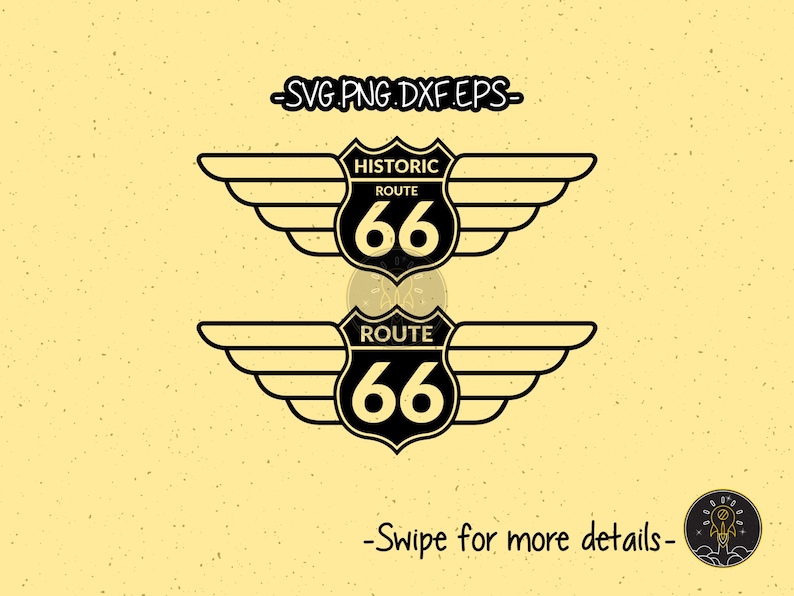 Historic Route the Mother Road Highway 66 Wings SVG Cut File - Etsy
