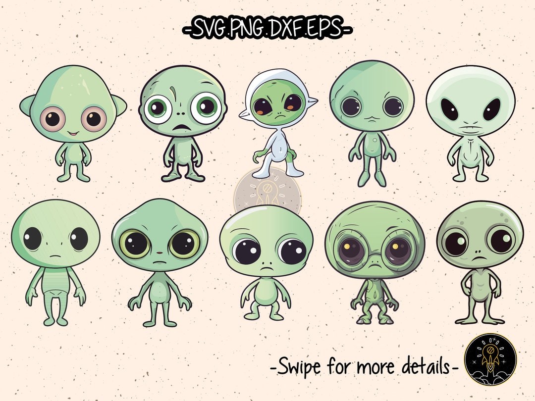 Cute Alien Cartoon SVG Laser Cut File Cricut Clipart Silhouette Cameo ...