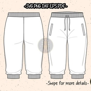 Short Jogger Pants SVG Clothing Template PDF Sketch Fashion Cut File ...