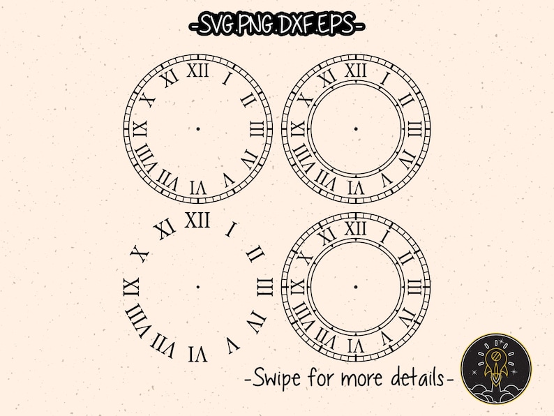 Roman Numeral Vintage Clock Face Template SVG Cricut Cut File - Etsy
