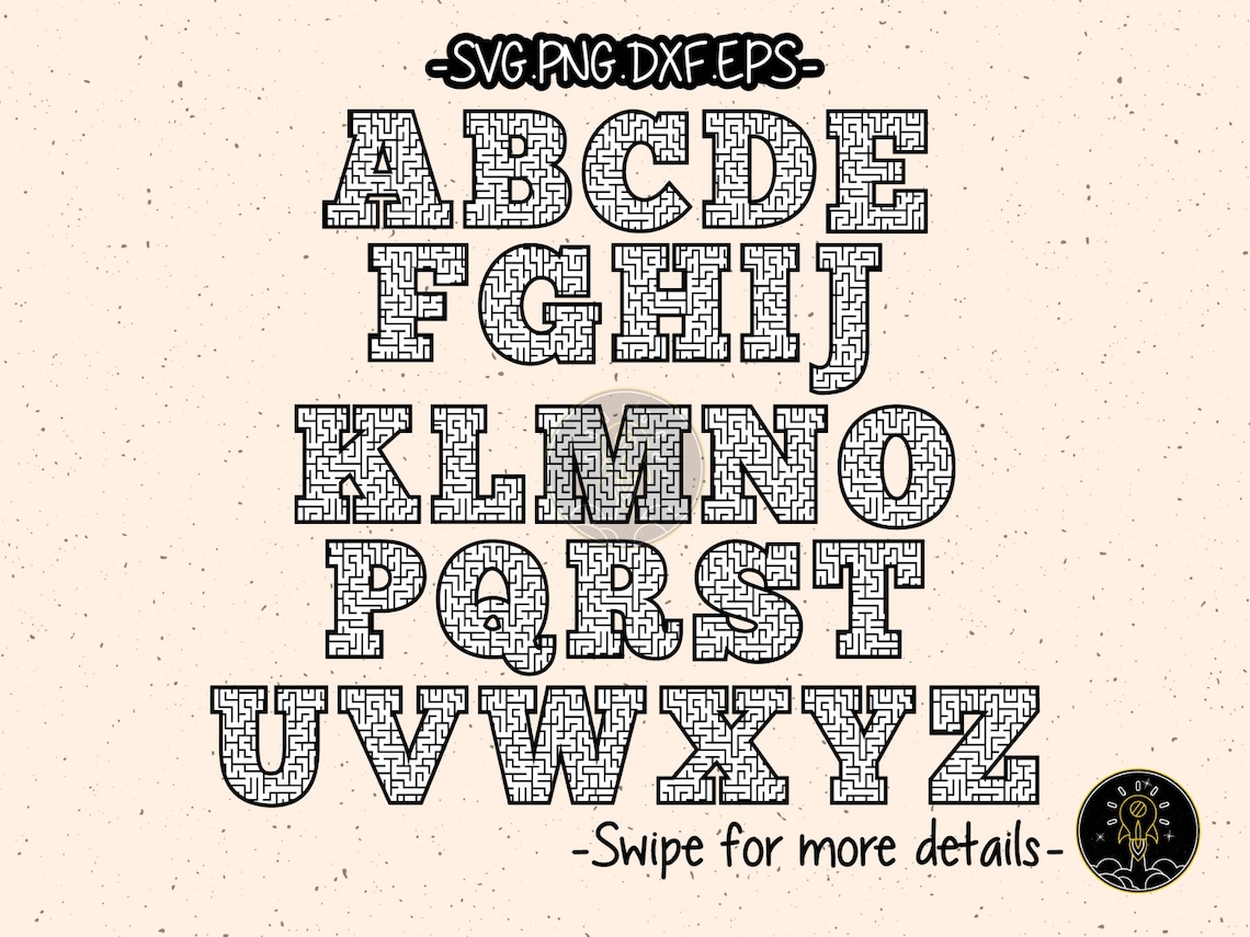 Maze Labyrinth Letter Font Alphabet Numbers SVG Cut File | Etsy