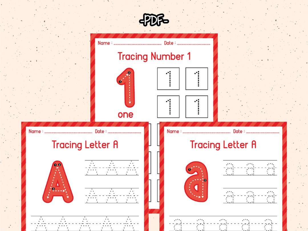 Tracing Letters Numbers Worksheet for Preschool Kindergaten PDF - Etsy