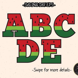 Watermelon Alphabet Number Letter Font SVG Cut File Cricut Clipart - Etsy