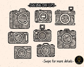 Mandala Zentangle Camera Svg, Photography Svg, Digital Download, Camera ...