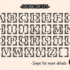 Square Line Monogram Letter Font Alphabet SVG Cut File Cricut Clipart ...