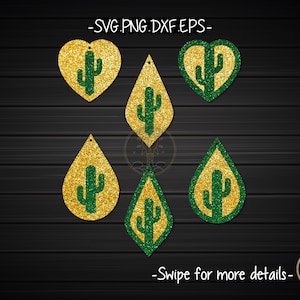Cacti Cactus Earring Template SVG Laser Cut File | Leather Wood Earring ...